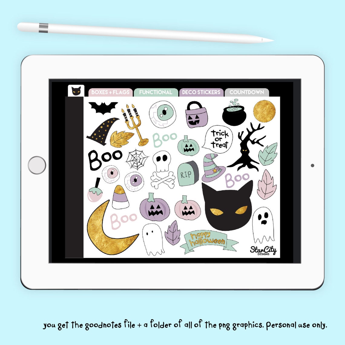 Halloween Goodnotes Stickers Png Planner Stickers Precropped - Etsy