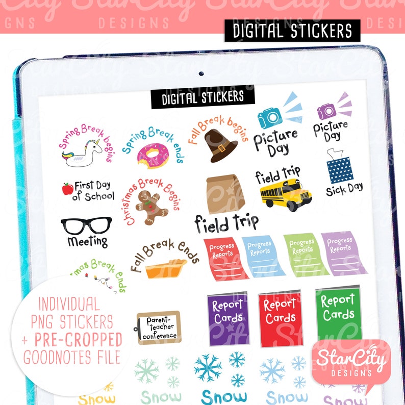 Teacher Digital Stickers Pre-cropped for Goodnotes, Teacher Holiday ...
