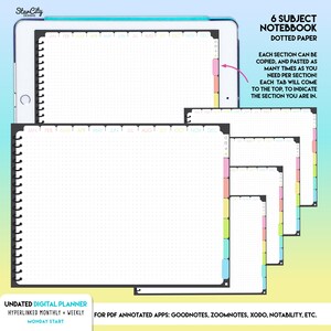 Monday Start Undated Digital Planner, Landscape Digital Undated Planner ...