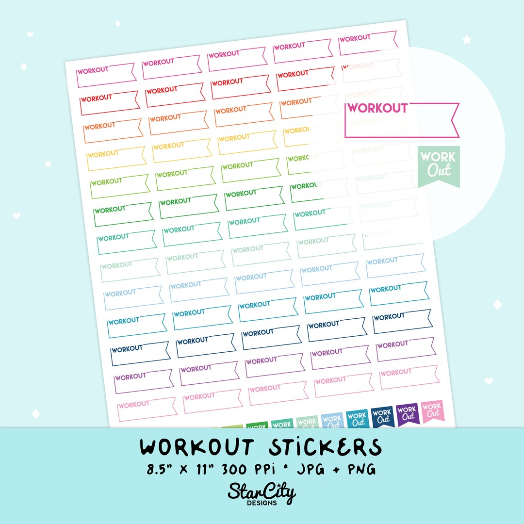 Printable Workout Flags Exercise Stickers Workout Stickers - Etsy