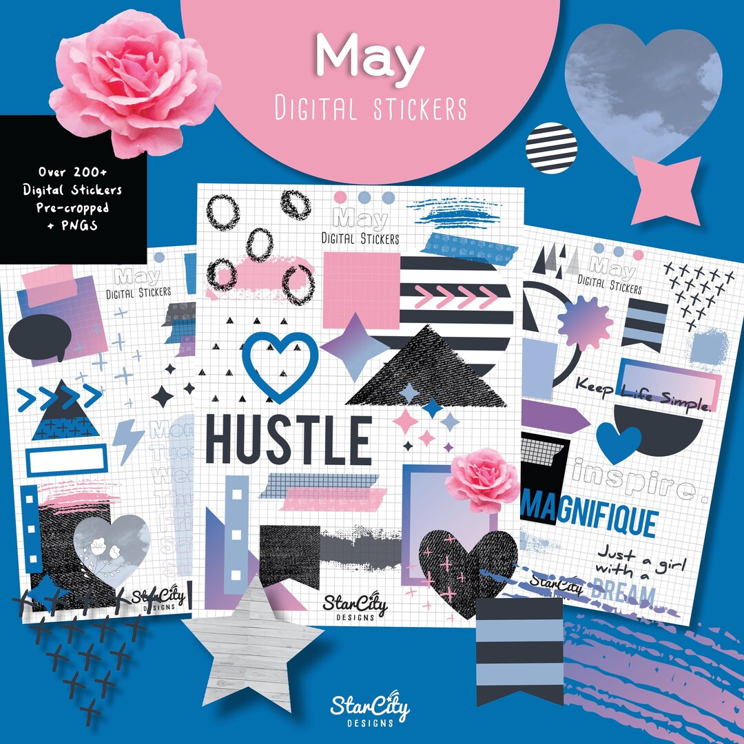 May Digital Stickers, May Goodnotes Weekly Stickers, Hand Drawn Digital ...