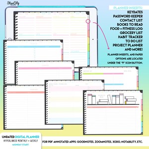 Monday Start Undated Digital Planner, Landscape Digital Undated Planner ...