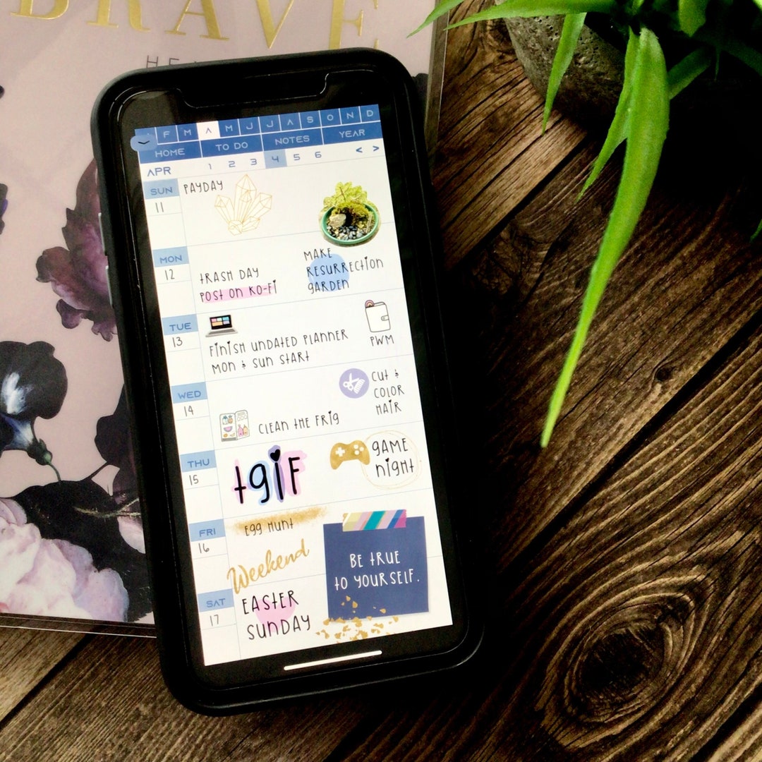 Undated Phone Planner SUNDAY Start, Hyperlinked Phone Planner, Phone ...