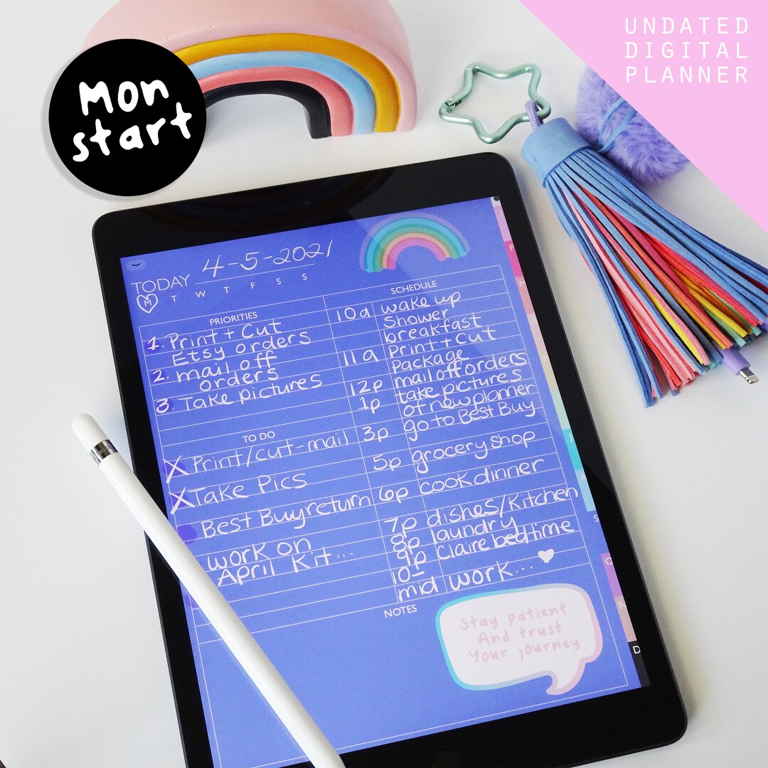 Colorful Undated Digital Planner Portrait Digital Undated - Etsy