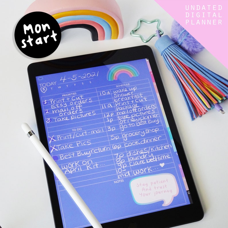 Colorful Undated Digital Planner Portrait Digital Undated - Etsy