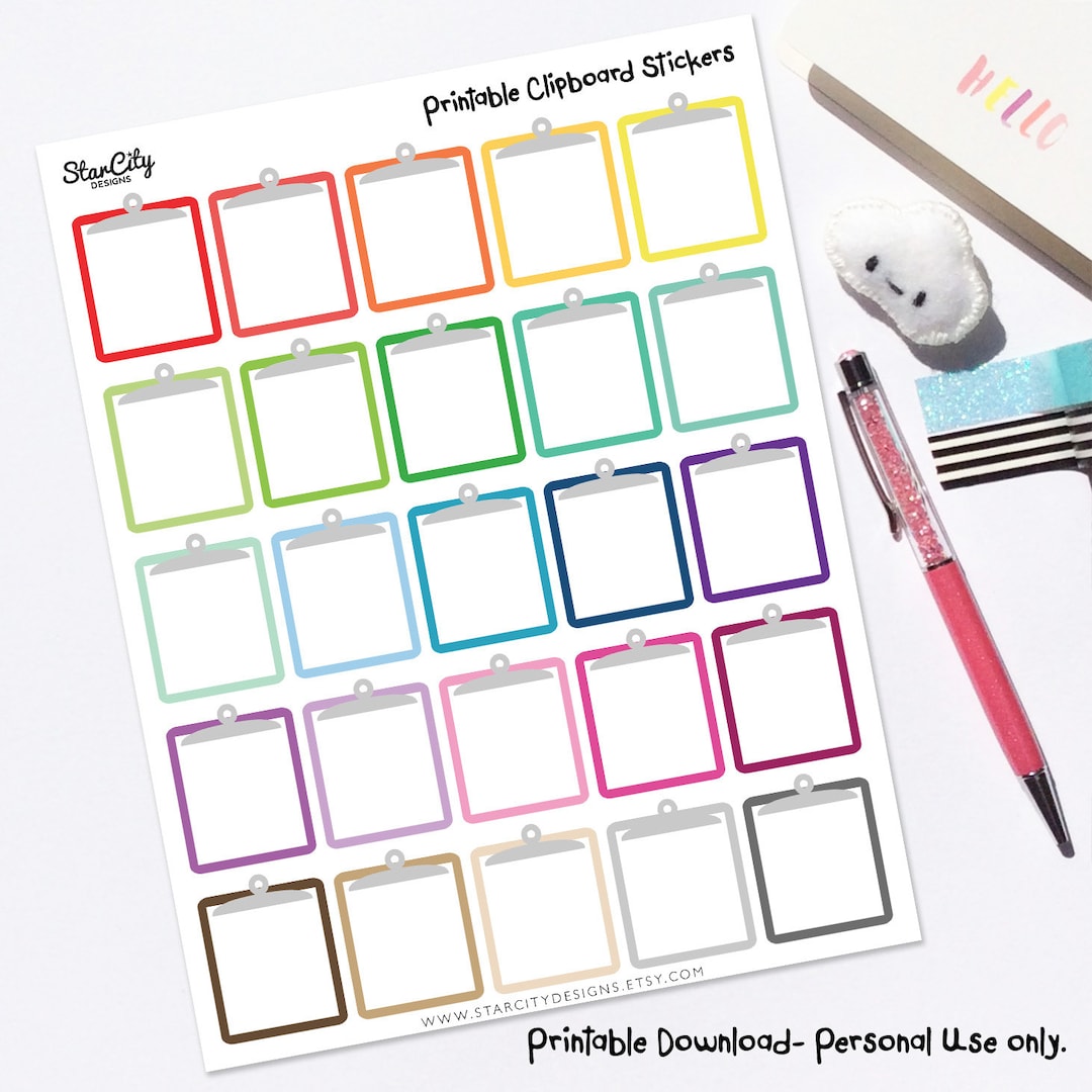 Printable Clipboard Stickers, Goodnotes Stickers, Planner Printables ...