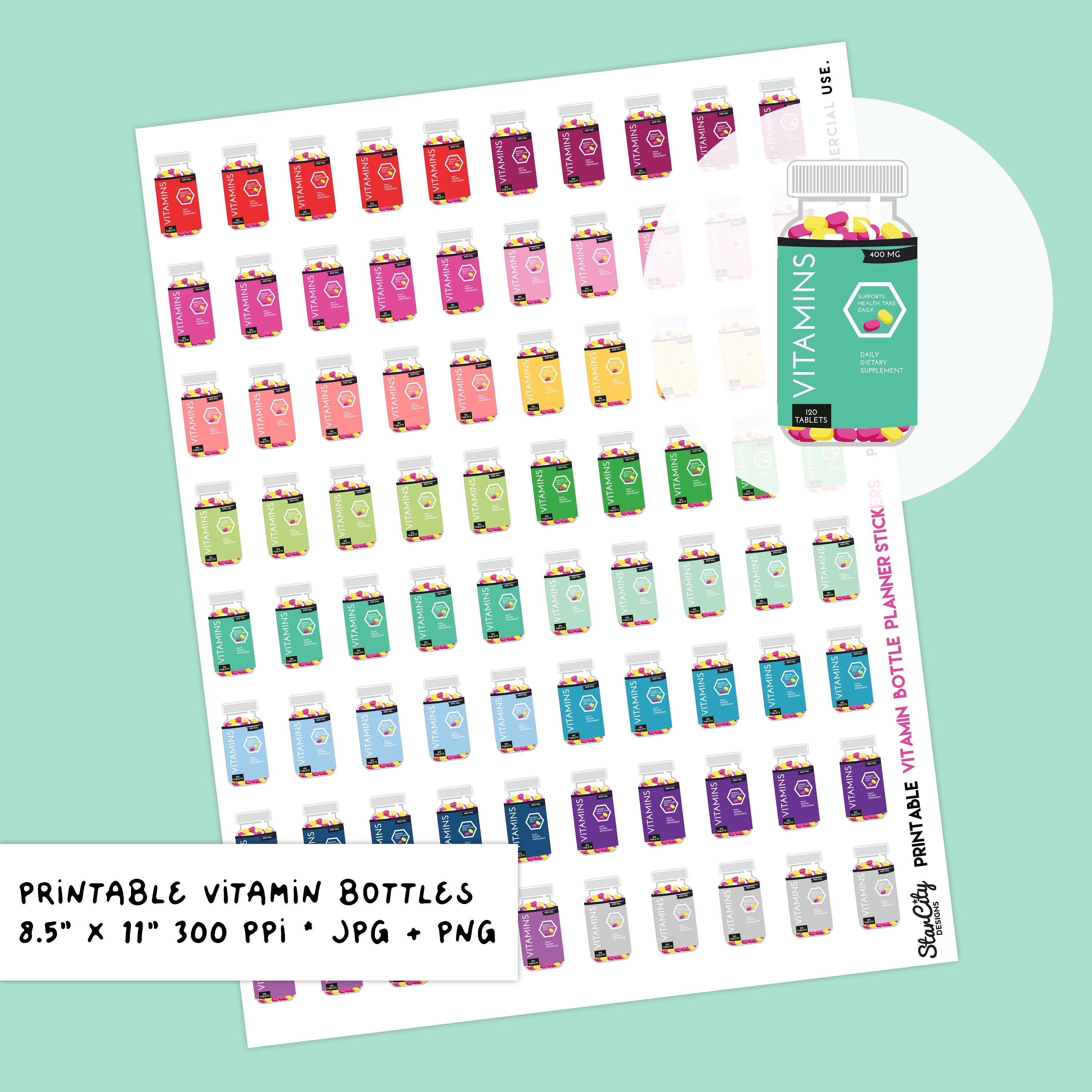 Printable Vitamin Stickers Vitamin Reminder Stickers for - Etsy Singapore