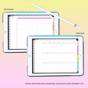 Sunday Start Undated Digital Planner, Landscape Digital Undated Planner ...
