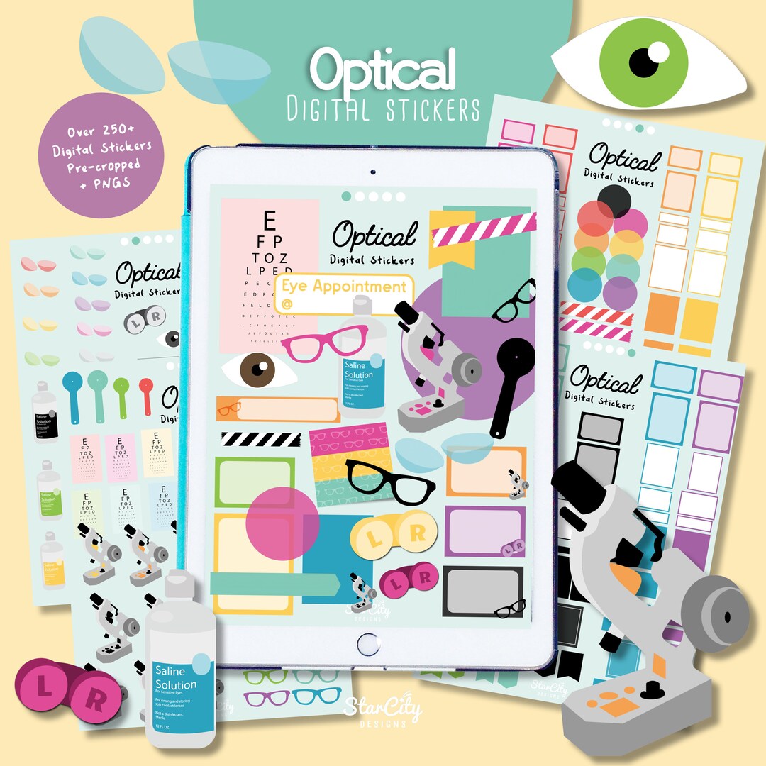 Optical Digital Pre-cropped Goodnotes Stickers, Eye Doctor Digital ...