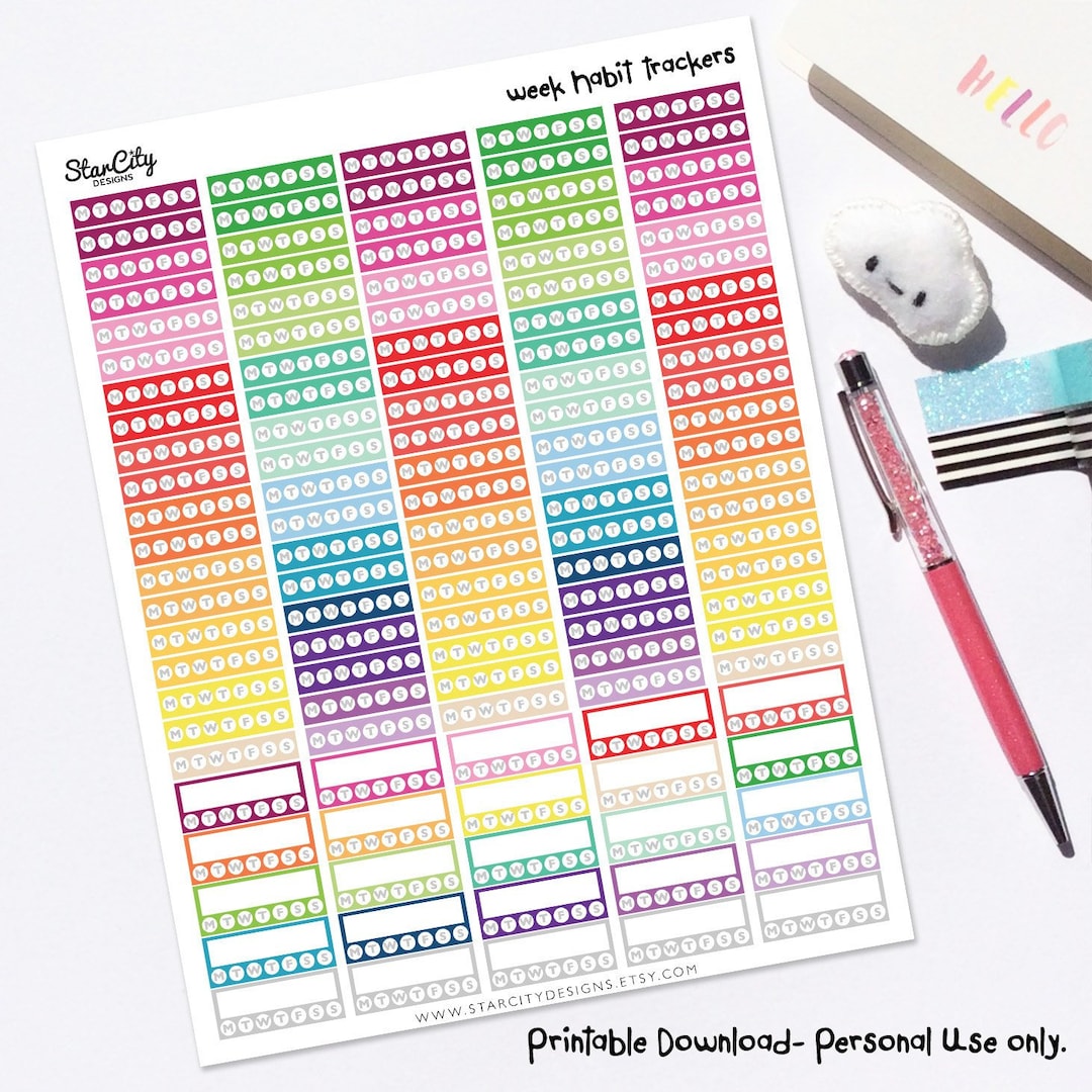 Printable WEEKLY Habit Stickers Weekly Tracker Printable - Etsy