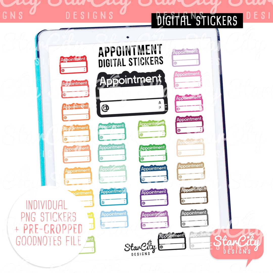 Appointment Stickers Pre-cropped for Goodnotes, Digital Appointment ...