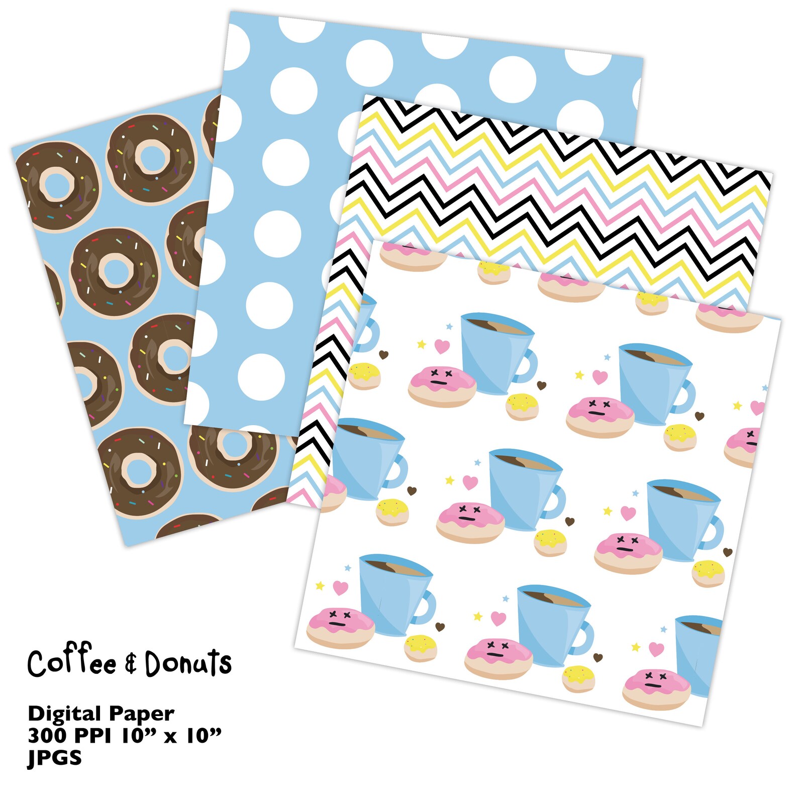 Coffee Clipart Donut Clip Art Coffee Mug Graphics Goodnotes | Etsy