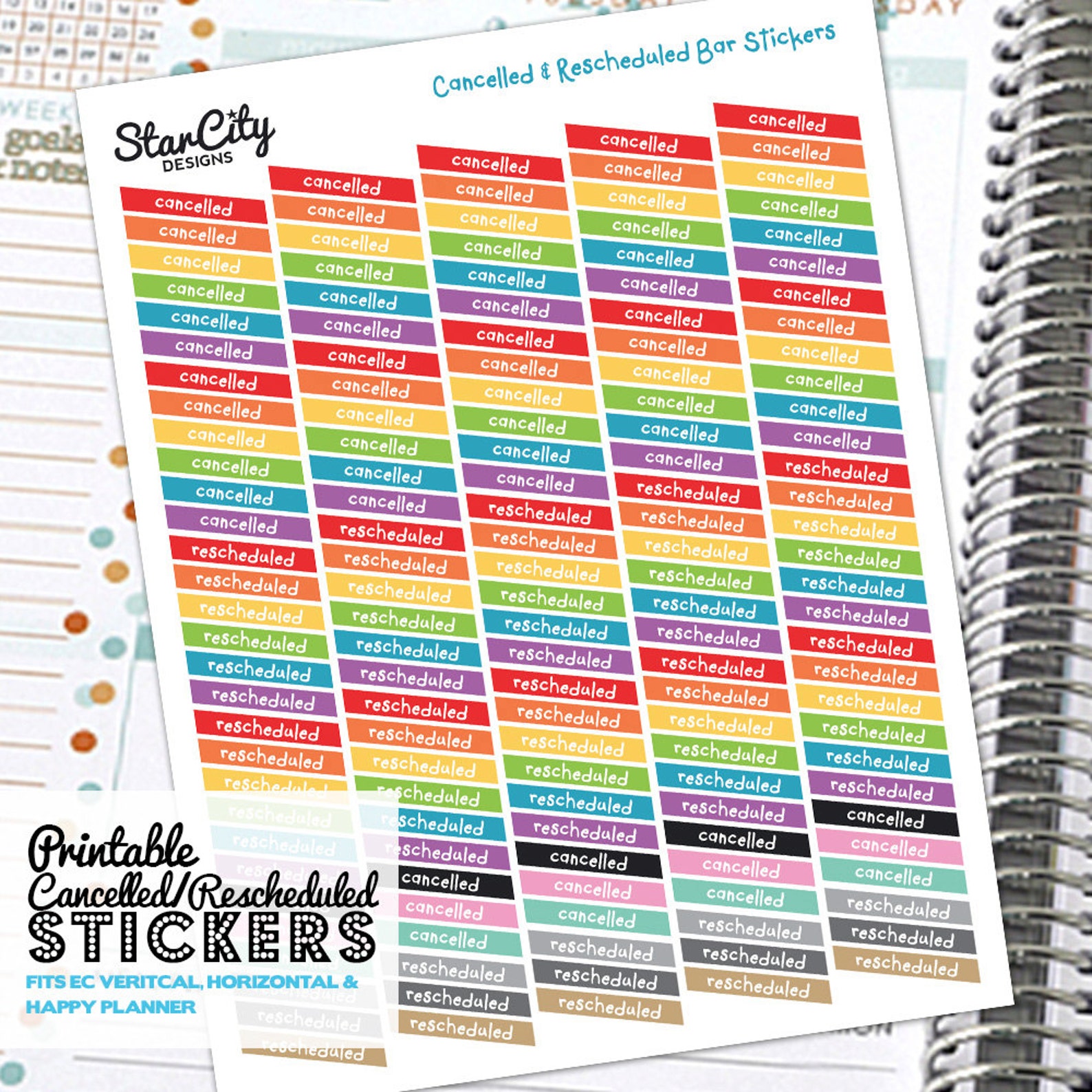Printable Cancelled Stickers Rescheduled Stickers Printable - Etsy