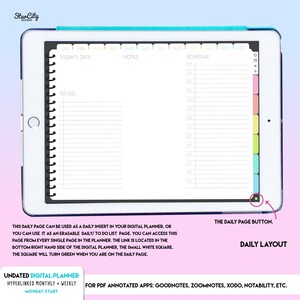 Monday Start Undated Digital Planner, Landscape Digital Undated Planner ...