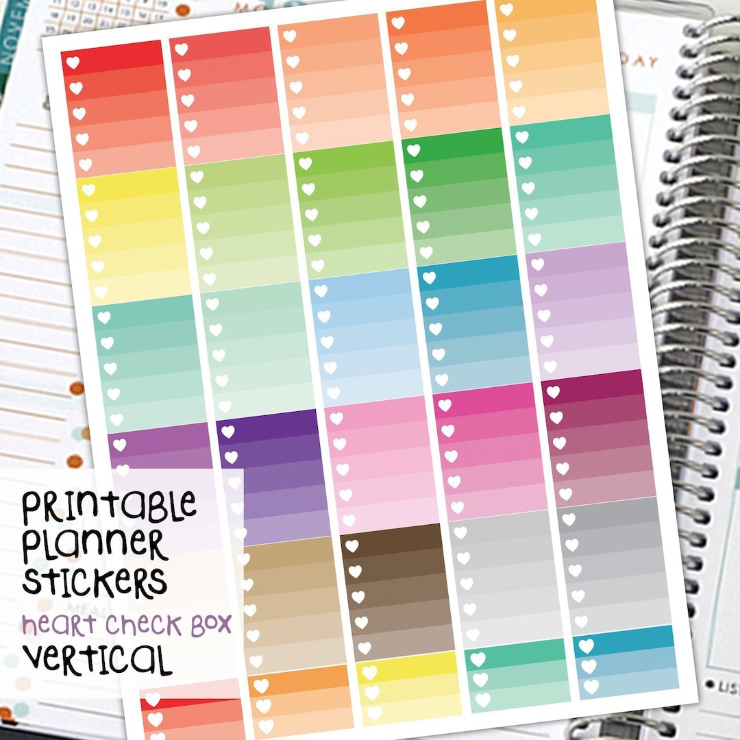 Printable Full Box Stickers, Ombre Checklist Stickers, Ombre Full Box ...