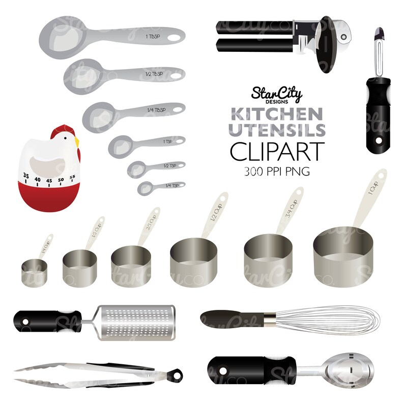 Kitchen Clipart Utensil Clip Art Chef Graphics Cooking Clip - Etsy