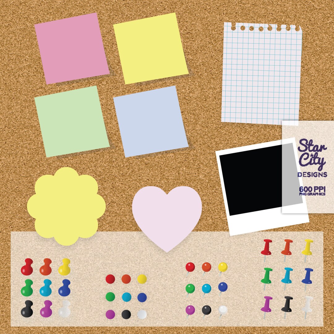 Push Pin Pngs, Corkboard Clipart, Thumbtack Digital Stickers, Sticky ...