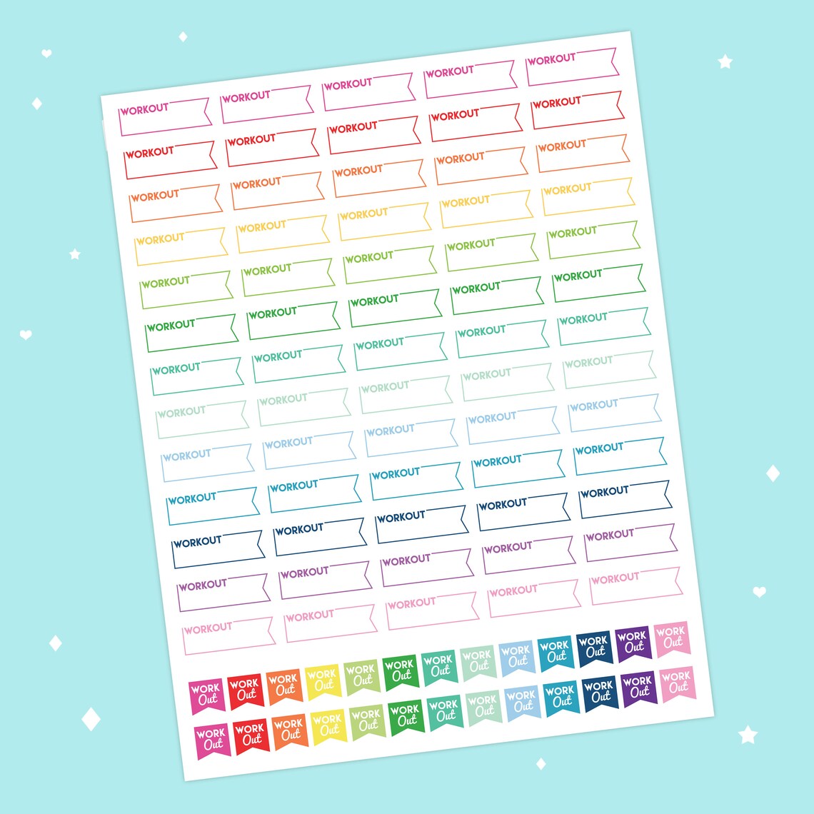 Printable Workout Flags Exercise Stickers Workout Stickers - Etsy