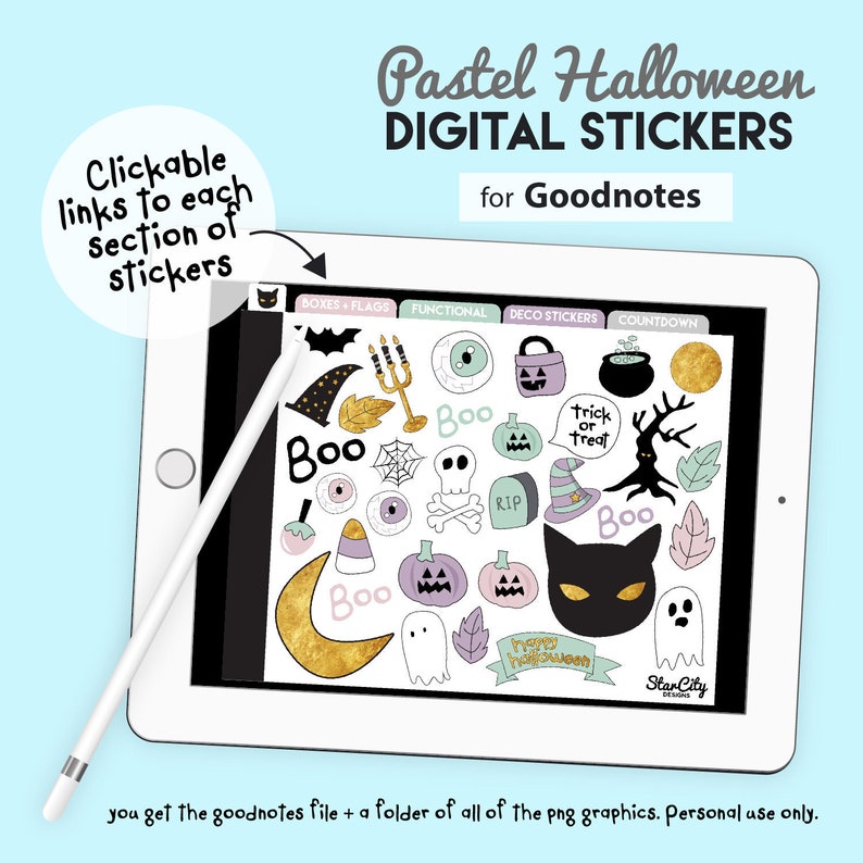 Halloween Goodnotes Stickers Png Planner Stickers Precropped - Etsy