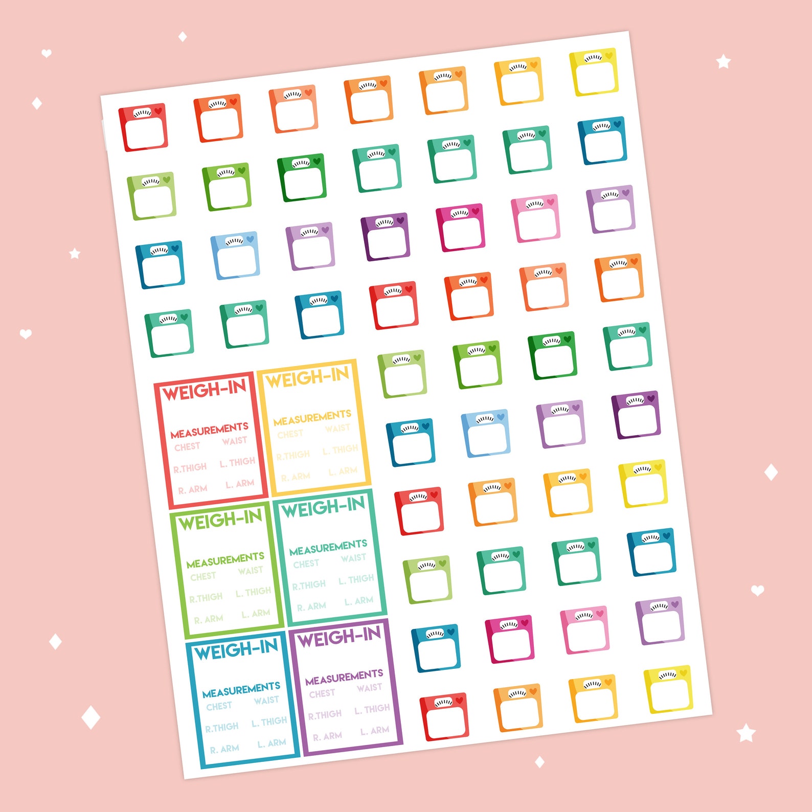 Printable Scale Stickers Fitness Stickers Weight Loss - Etsy UK