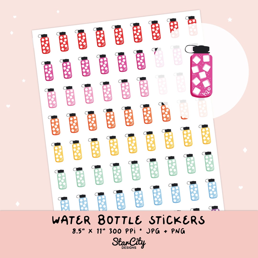 Printable Hydrate Stickers, Water Tracker Hydration Stickers, Drink ...
