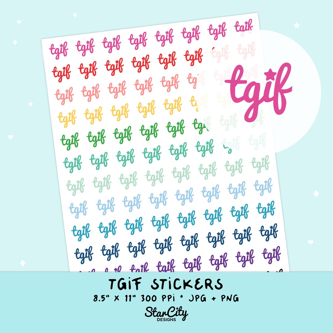 Printable TGIF Stickers Colorful TGIF Stickers Digital - Etsy