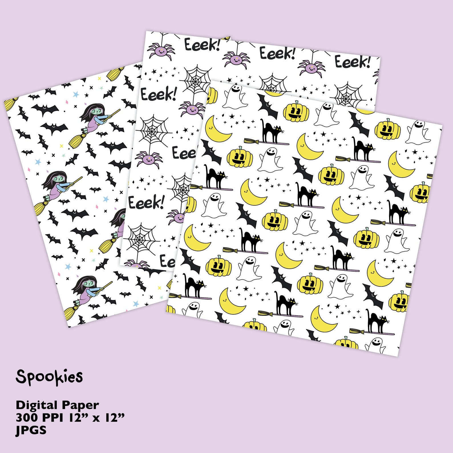 Spookies Halloween Digital Paper Cute Spooky Paper Instant | Etsy
