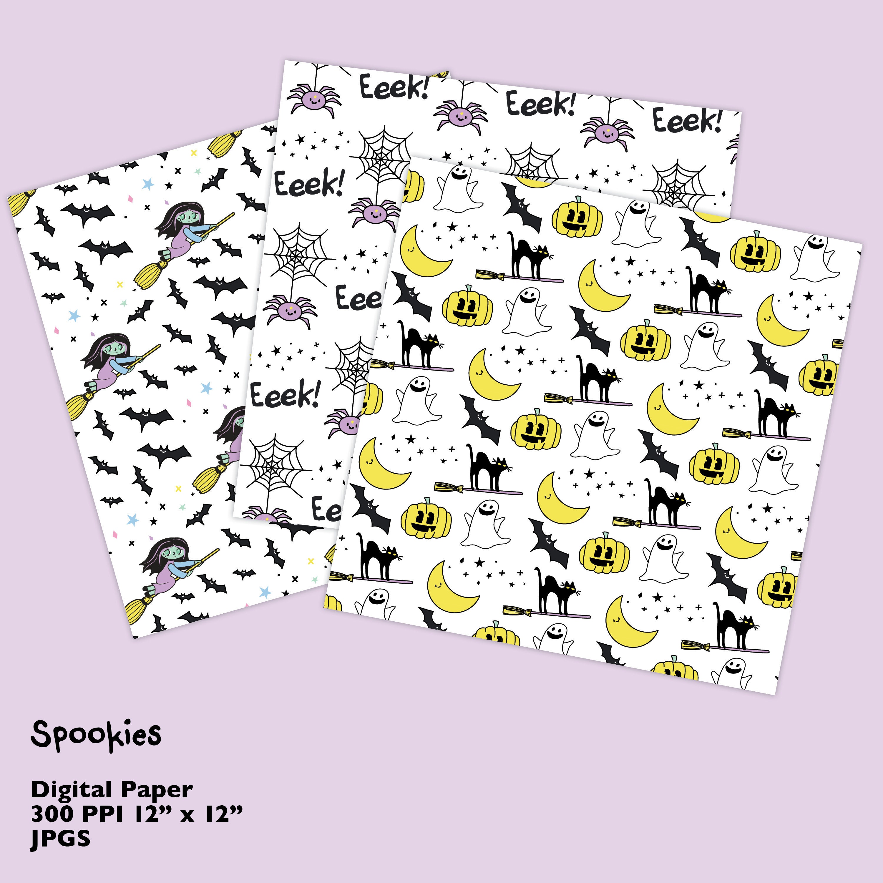 Spookies Halloween Digital Paper Cute Spooky Paper Instant | Etsy