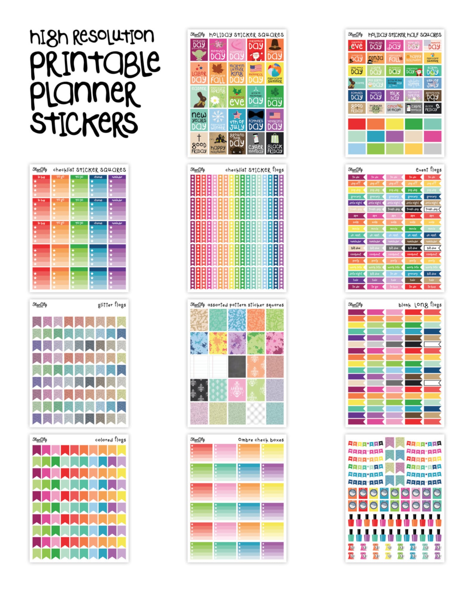 Printable Planner Stickers Planner Printable Planner Flag - Etsy