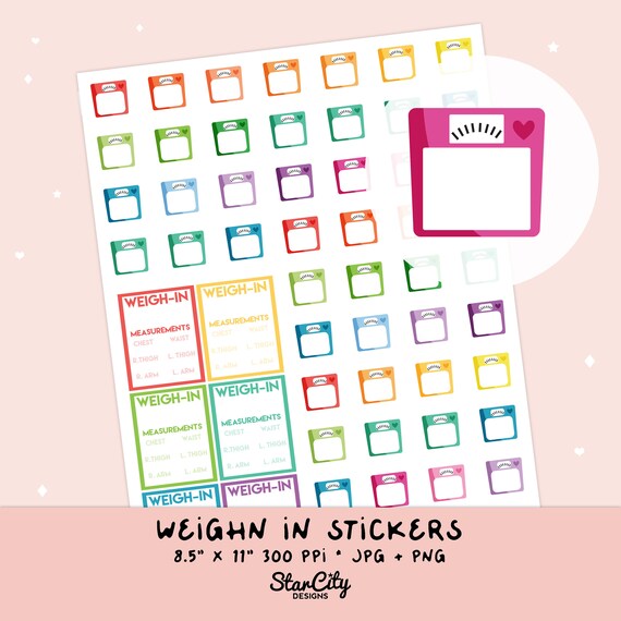Printable Scale Stickers Fitness Stickers Weight Loss - Etsy