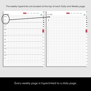 2024-2025 Mid Year Portrait Digital Planner Printable Hyperlinked PDF Daily, Weekly, Monthly ...