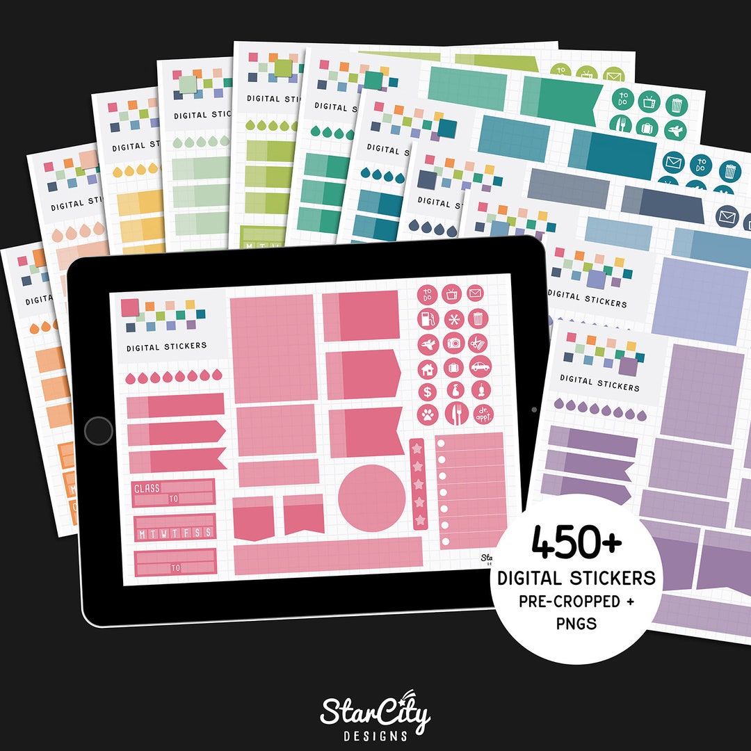 Assorted Digital Stickers Pre-cropped for Goodnotes, Over 450+ Digital ...