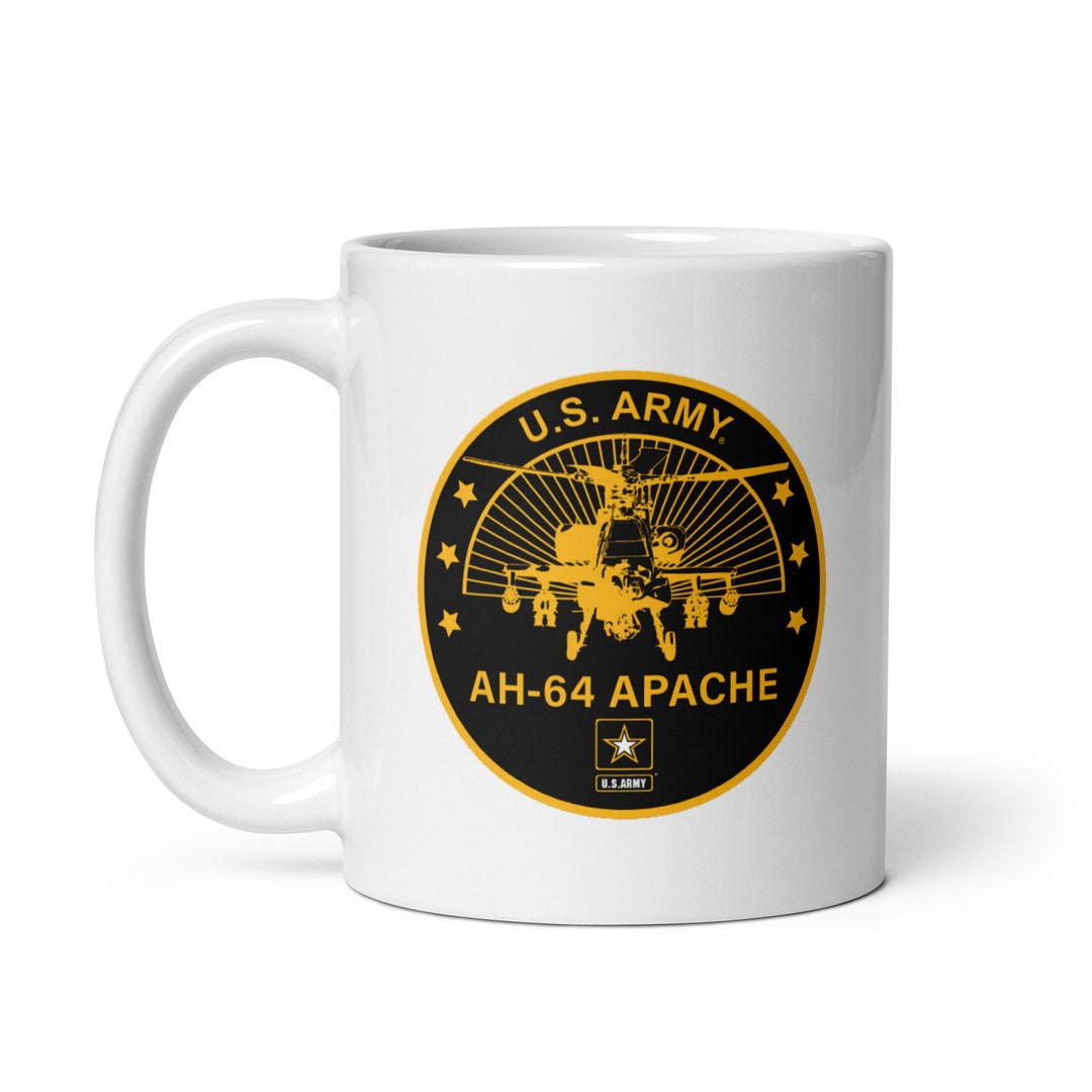 US Army AH-64 Apache Attack Helicopter White Glossy Mug - Etsy