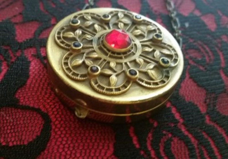 ANTIQUE French Cosmetic Compact Case Purse With Jeweled Rhinestones ...