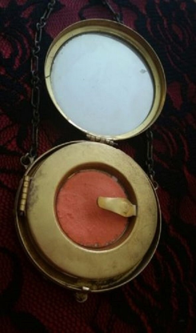 ANTIQUE French Cosmetic Compact Case Purse With Jeweled Rhinestones ...