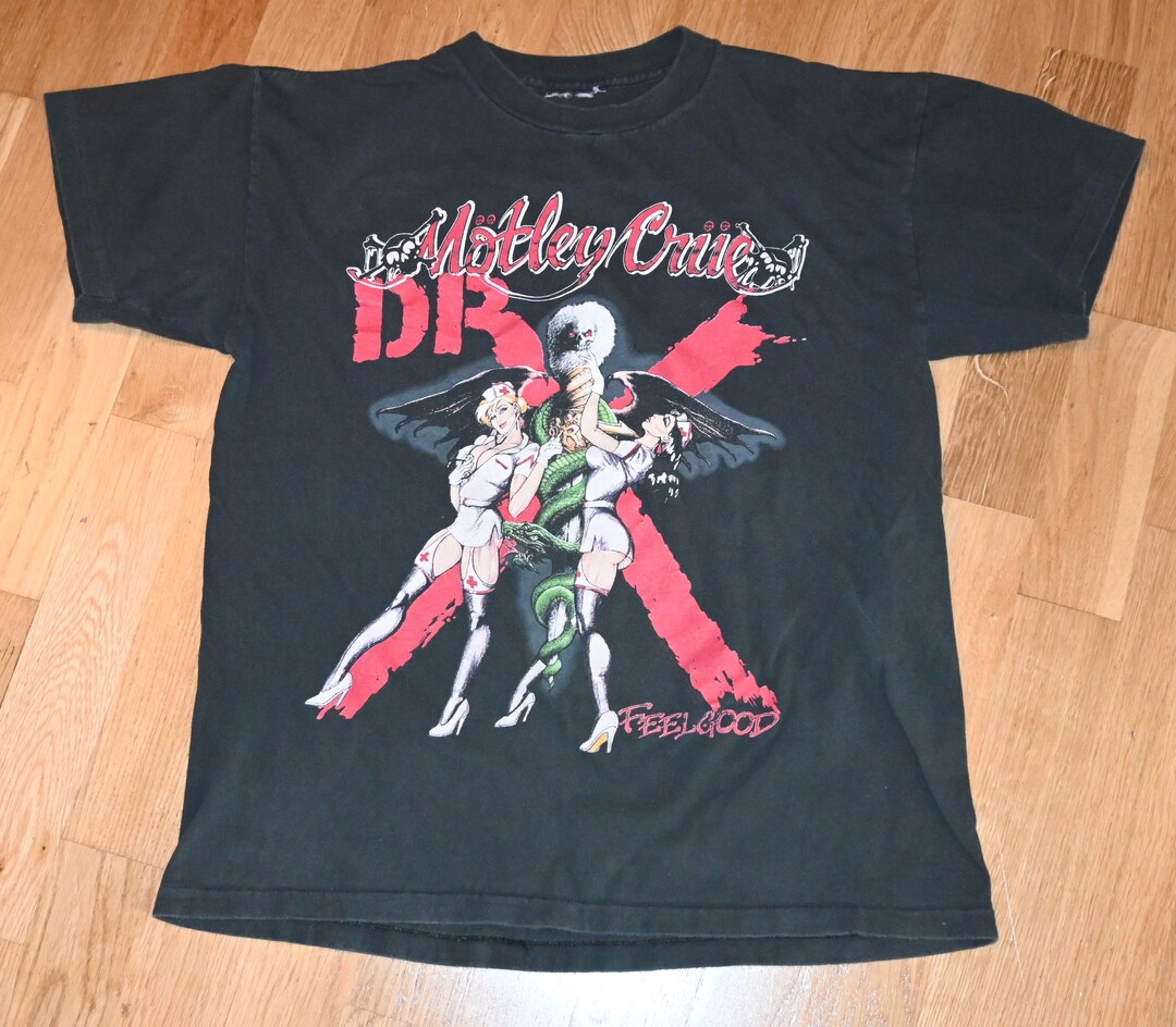 1989 MOTLEY CRUE Rare Vintage Dr Feelgood 1980's Concert Tour Original Rock Hair Metal Band Tee ...