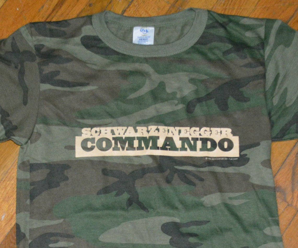 1985 COMMANDO Arnold Schwarzenegger Vintage Movie T-shirt Camo ...