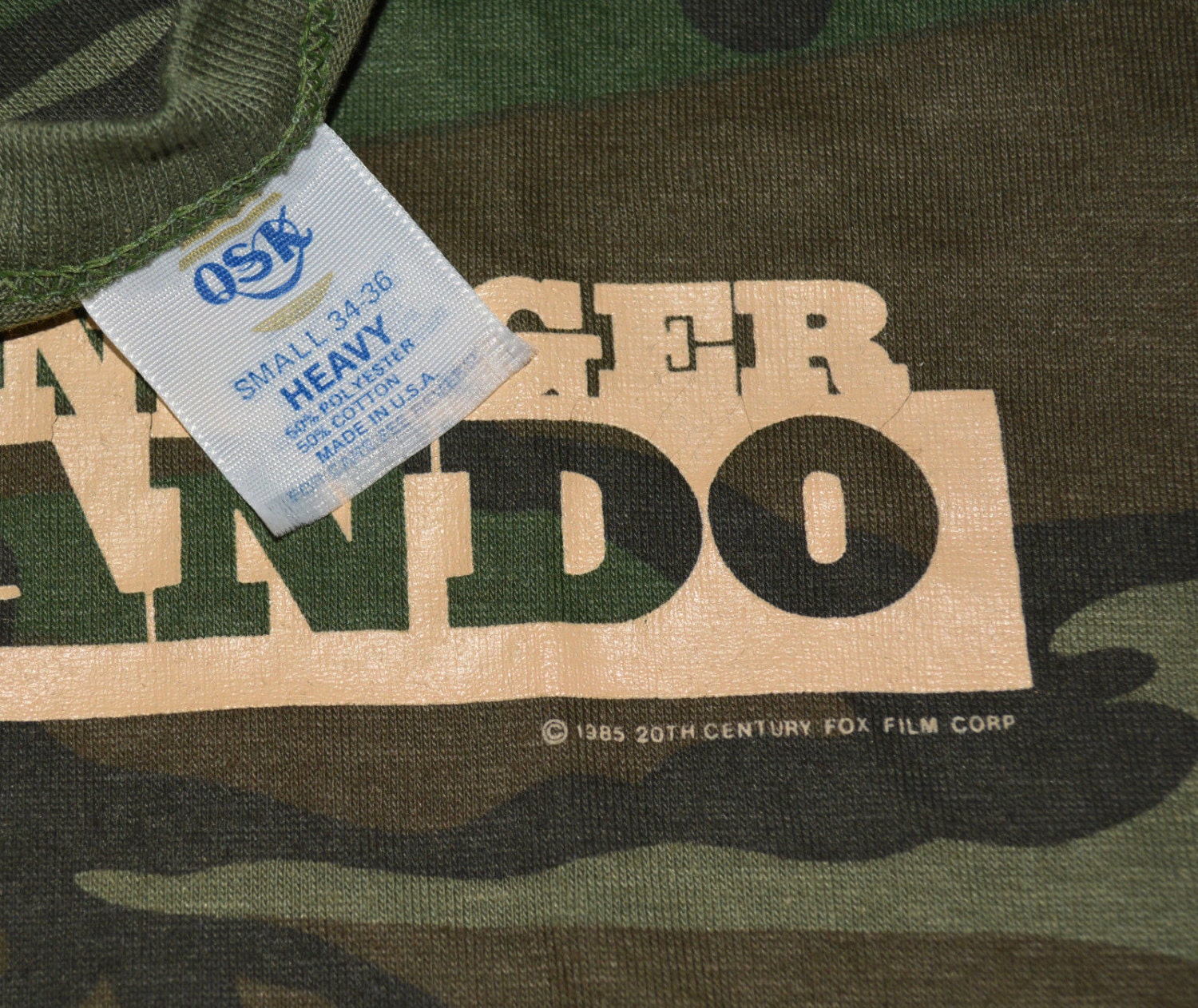 1985 COMMANDO Arnold Schwarzenegger Vintage Movie T-shirt Camo ...