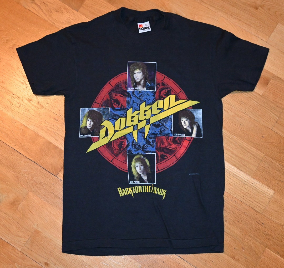 1980s Dokken Vintage Concert 1987 Tour Glam Rock Hair Metal Band Tee