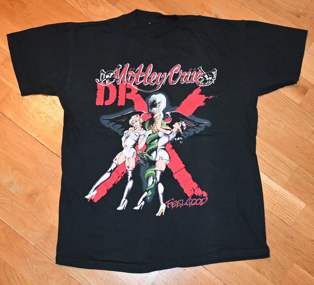 1989 MOTLEY CRUE Rare Vintage Dr Feelgood 1980's Concert Tour Original Rock Hair Metal Band Tee ...