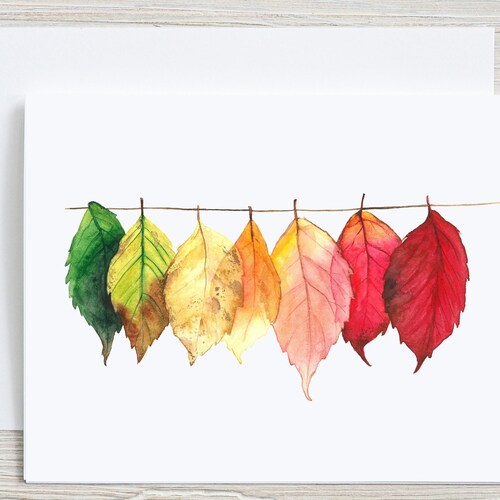 Fall Leaves Note Card Autumn Watercolor Stationary Set - Etsy