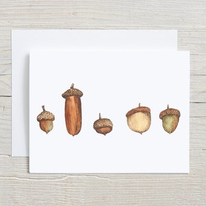 Acorns Note Card, Autumn Watercolor Stationary Set, Fall Card Set of 4 ...