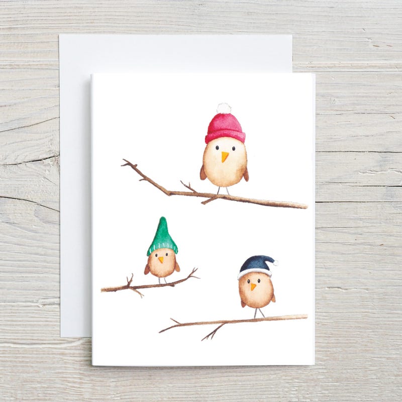 Bird Christmas Card - Etsy