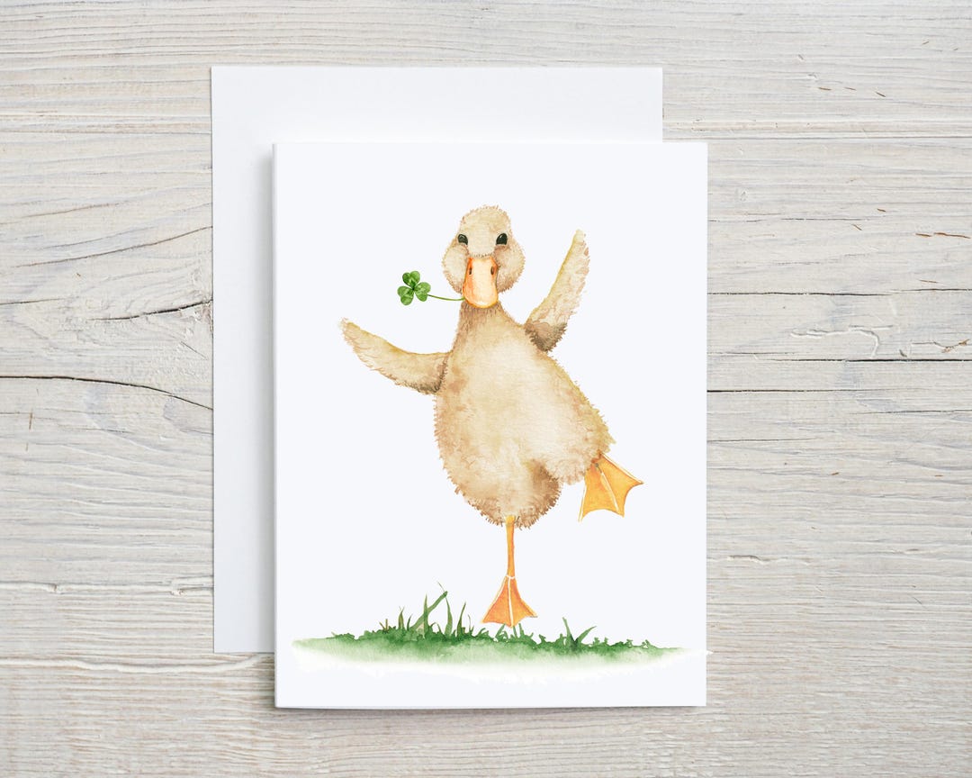 Lucky Duck St. Patrick’s Day Card – Cute Watercolor Duck With Clover ...