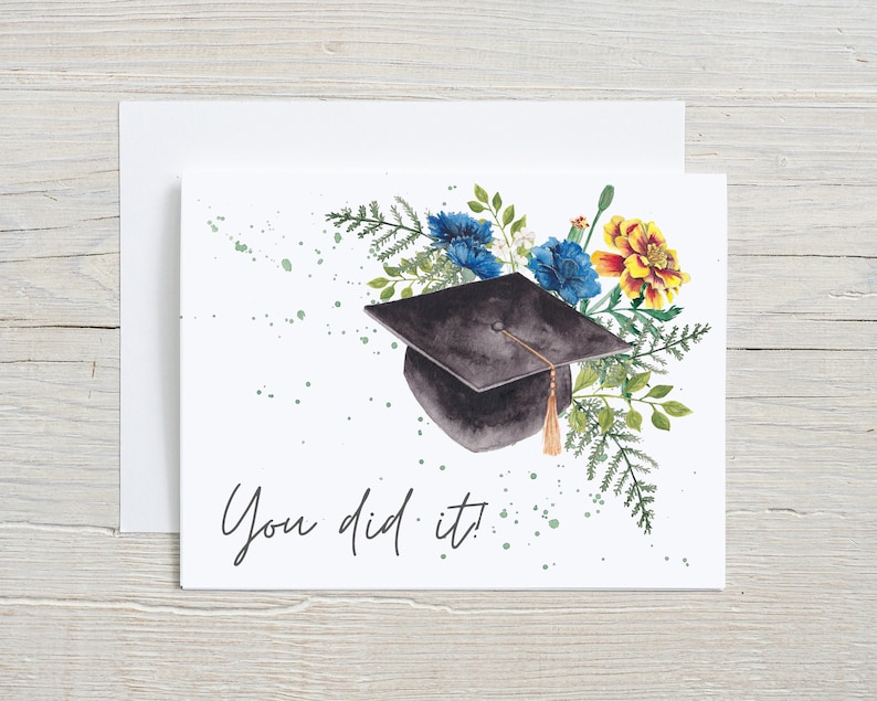 Graduation Card Watercolor Congratulations Stationary You - Etsy
