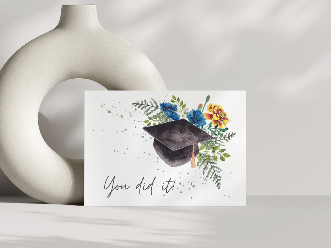 Graduation Card Watercolor Congratulations Stationary You - Etsy