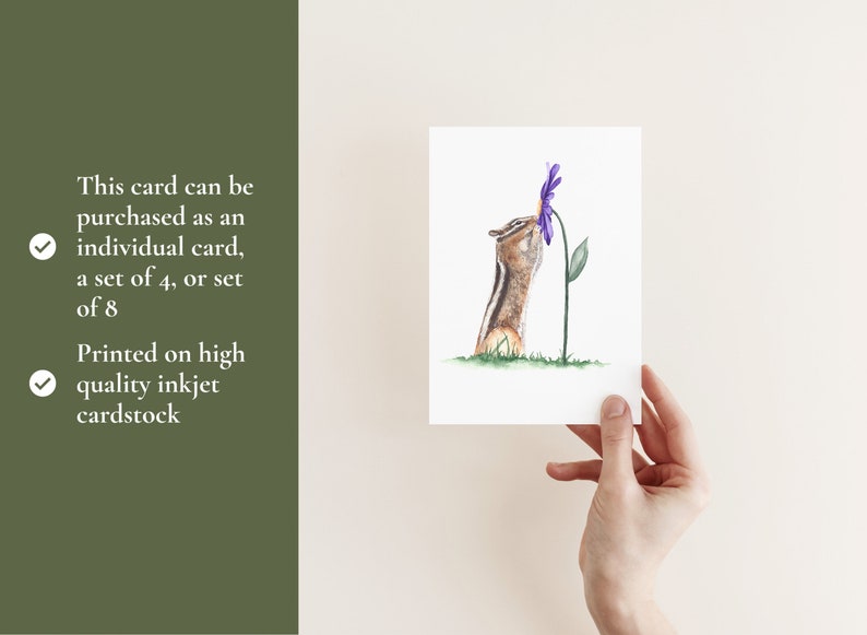 Chipmunk Note Card Woodland Greeting Card Chipmunk Postcard - Etsy