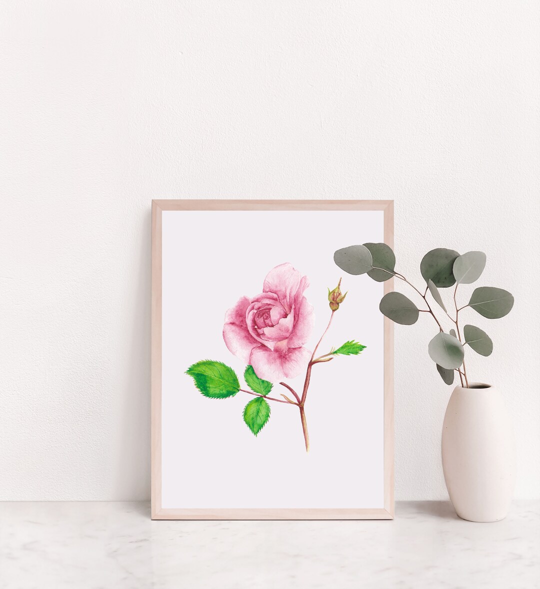 Pink Rose Print, Botanical Watercolor, Floral Art, Watercolor Decor ...