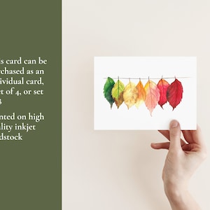 Fall Leaves Note Card, Autumn Watercolor Stationary Set, Colorful ...