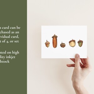 Acorns Note Card, Autumn Watercolor Stationary Set, Fall Card Set of 4 ...